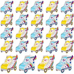Roller Skating Birthday Party Favor Boxes Sneaker Paper Gift Boxes Skate Small Candy Boxes Treat Boxes Roller Skate Gift Wrap Box for Retro Theme Birthday Party Decoration Supplies, 2 Styles (24 Pcs)