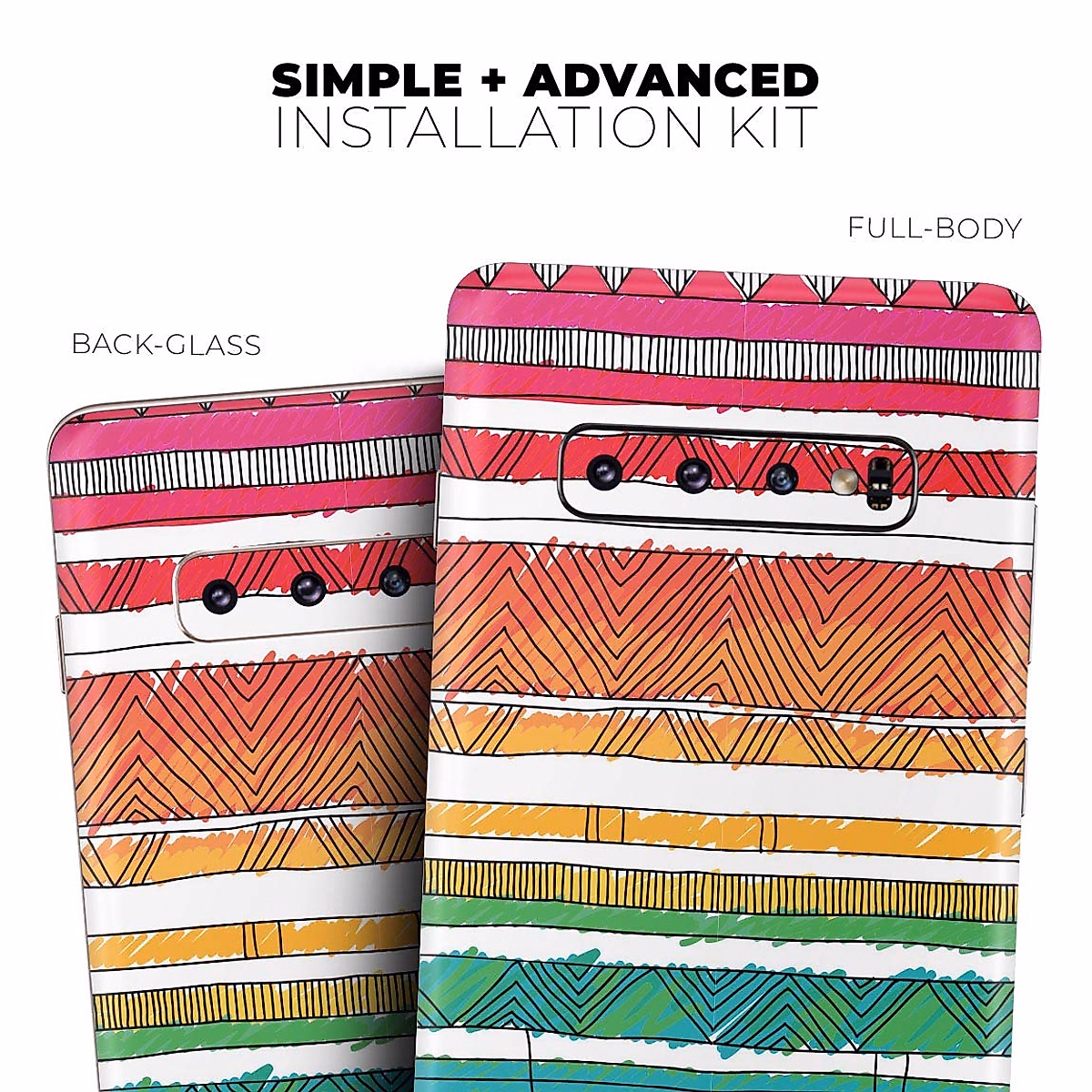 DesignSkinz Crayon Colored Doodle Patterns Protective Vinyl Decal Wrap Skin Cover Compatible with The Samsung Galaxy S20 (Screen Trim & Back Glass Skin)