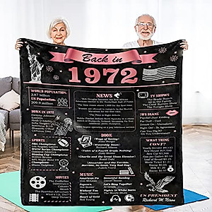 50th Birthday Blanket Gift for Women or Men Blanket, 60 * 79 inches Back in 1972 Blanket 50th Birthday Blanket Anniversary/Weeding/Decorations/Weeding Gift for Wife, Husband, Mom or Dad(1972 red)