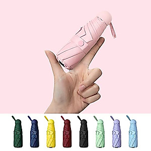 TIME LOVER Compact Travel Sun & Rain Umbrella Windproof Portable Mini Folding Umbrella for Girls Women (Pink)