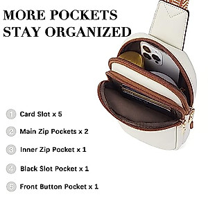 BOSTANTEN Small Sling Bag Crossbody Bags for Women Trendy Crossbody Purse Leather Chest Bag, Beige