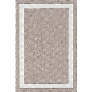 Unique Loom Decatur Collection Area Rug - Border (2' 2" x 3' Rectangle, Taupe/ Ivory)