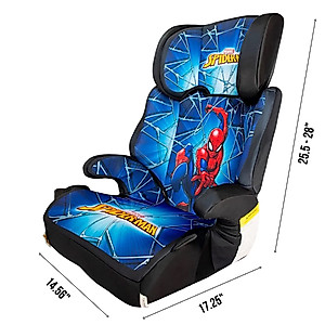 KidsEmbrace Marvel Spider Man High Back Toddler Car Seat Convertible to Backless Booster with Cup Holder and Adjustable Seat Belt, Blue