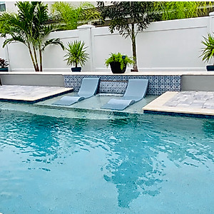 Aqua Outdoors - in-Pool Chaise Lounger - Pool & Sun Shelf Lounge Chair - Designed for Water Depths Up to 9” - Compatible with All Pool Types - Poolside & Sun Deck Tanning - Set of 2 - Gray Granite