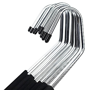 HUJI Heavy Duty Open Ended Easy Slide Chrome Trouser Hangers Organizers (10 Open Ended Easy Slide Hangers)