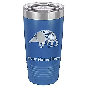 LaserGram 20oz Vacuum Insulated Tumbler Mug, Armadillo, Personalized Engraving Included (Dark Blue)
