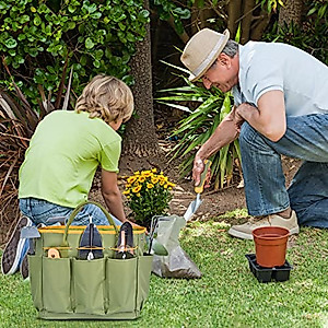 Garden Tool Set, WisaKey 9 Piece Stainless Steel Heavy Duty Green Gardening Tools with Non-Slip Ergonomic Handle, Durable Garden Tool Bag, Ideal Gardening Hand Tools, Gardening Gifts for Women and Men