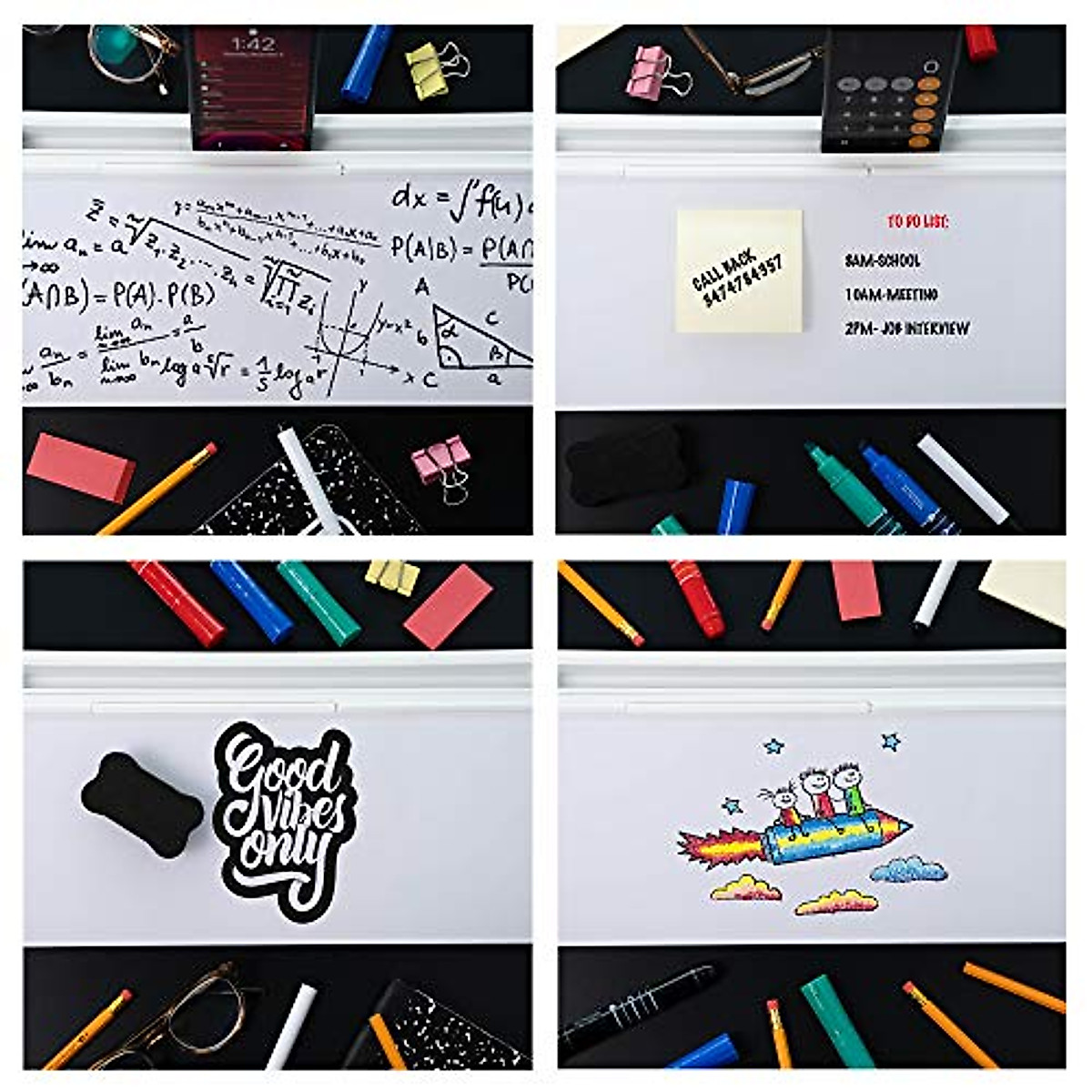 Garood Desktop Dry Erase Board with Storage and iPad/Phone Holder Glass Desk Whiteboard with Eraser Desk Keyboard Accessories