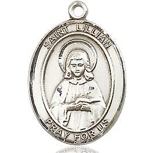 Extel Medium Oval Pewter St. Lillian Pendant with 18" chain, Made in USA