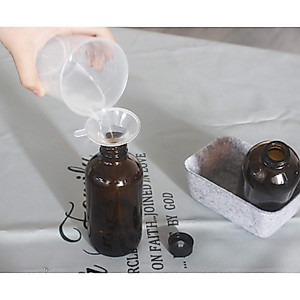 BPFY 12 Pack 8 oz Glass Boston Bottle With Black Poly Cap, Funnel, Chalk Labels, Pen, Dispensing Bottles for Homemade Vanilla Extract, Essential Oils, Herbal Medicine, Wedding Christmas Decor (Amber)