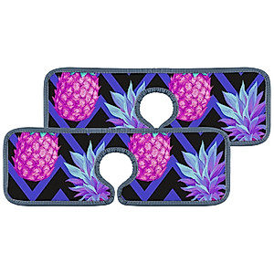 Kitchen Faucet Absorbent Mat 2 Pieces Colorful Tropical Pineapples Faucet Sink Splash Guard Bathroom Counter and RV,Faucet Counter Sink Water Stains Preventer
