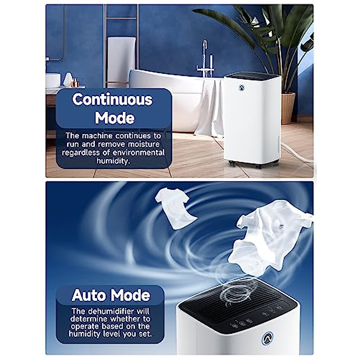 Dehumidifier for Home and Basement for 2000Sq.Ft, 25 Pints Dehumidifiers for bathroom, Large Room, Water Tank Capacity with Drain Hose, Intelligent Humidity Control, Childlock, Laundry Dry