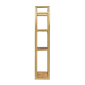 Powell Furniture Linon Penelope Metal and Wood Wall Shelves in Gold and Natural