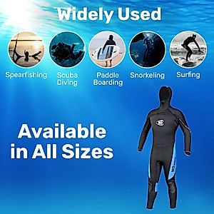 H2odyssey Coronado Mens Hooded Wet Suit - 7mm Neoprene Mens Suit for Scuba Diving - Front Zip Wetsuit for Men