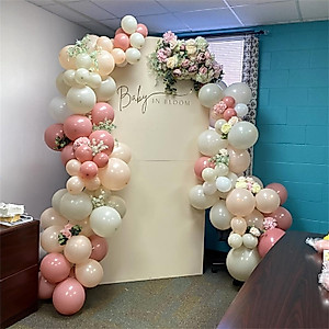 Nude Dusty Pink Balloons Set, 60Pcs 12 Inch Retro Blush Pink Apricot Helium Balloon with Beige White Champagne Gold Latex Neutral Balloons for Birthday Wedding Baby Bridal Shower Party Decorations