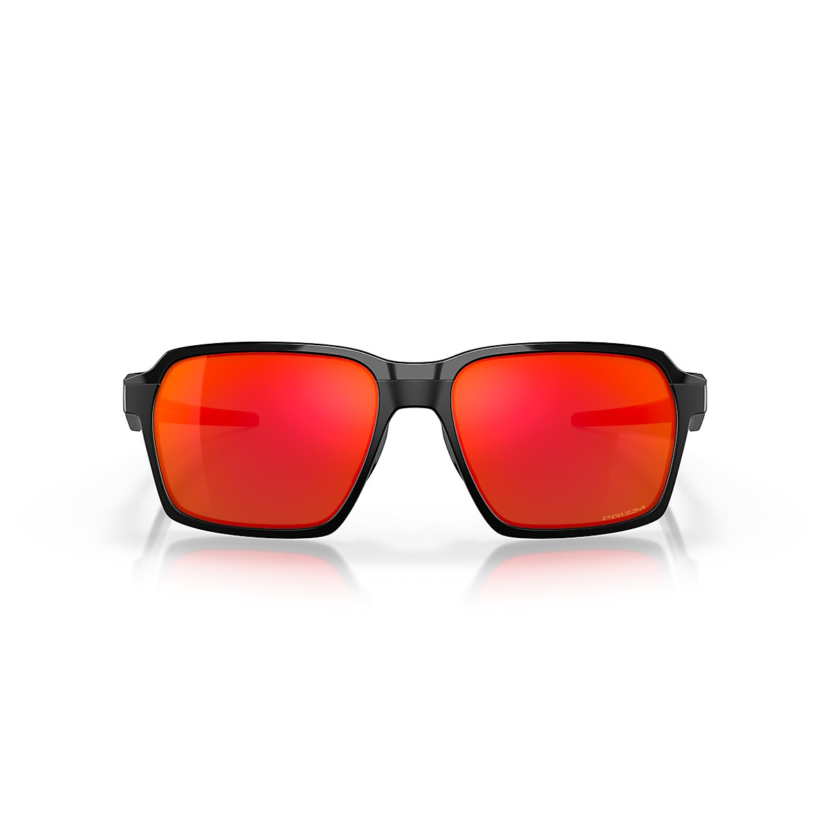 Oakley Men's OO4143 Parlay Rectangular Sunglasses, Matte Black/Prizm Ruby, 58 mm