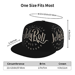 kingscom Jelly Singer Roll Hat Flat-Brimmed Baseball Cap Dad Ball Hat Snapback Hip Hop Cap for Men and Women Black