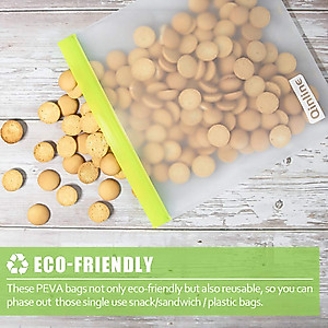 Qinline Reusable Food Storage Bags - 10 Pack Freezer Bags, BPA Free Reusable Bags Silicone, Extra Thick Leakproof Reusable Lunch Bag for Salad Fruit Snack Travel - 2 Gallon 4 Sandwich 4 Snack Bags