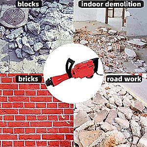 JACKCHEN Demolition Electric Jack Hammer with 6pcs chisel bit, Concrete Breaker Power Hammer, Heavy Duty Concrete Breaker Demolition Drills