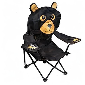 Wilcor Kids Folding Camp Chair with Cup Holder and Carry Bag - Black Bear