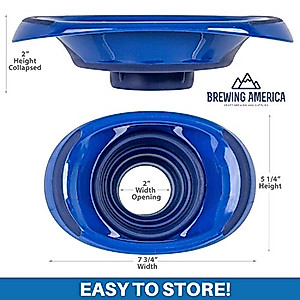 Kitchen Canning Funnel – Collapsible Silicone Food Funnel for Wide Mouth and Regular Mason Jars – Flexible Use for Coffee, Liquid, Jam, Cooking, Baking, Crafts - Blue