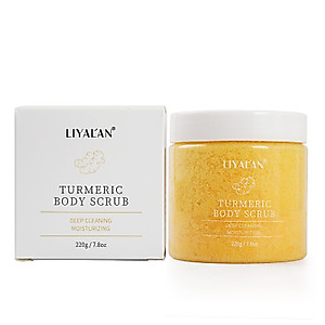 Liyalan Turmeric Body Scrub Moisturizing and Exfoliating Body, Face, Hand, Foot Scrub,Nourishes Skin,Deep Cleansing 7.8oz