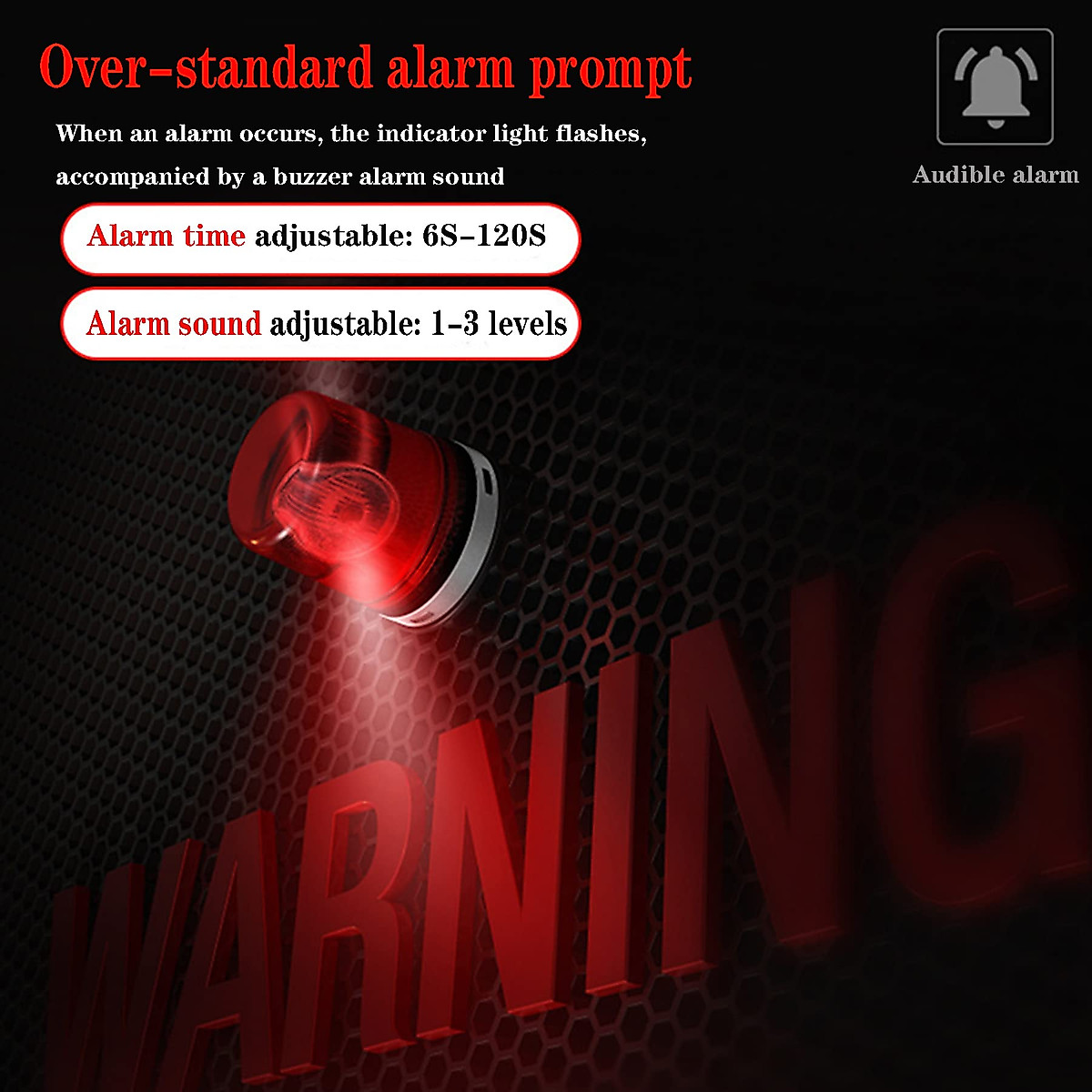 C-Zone SW-526A 30-130db Sound Level Meter Tester 18in Large Screen LCD Display Wall Hanging Type Decibel Noise Measuring with Alarm for Library/Hotel/Theater/Lobby