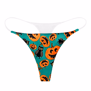 ETAOLINE Women's Thong Bikini Cheeky Bottom Solid G String Panties (Halloween, X-Large)