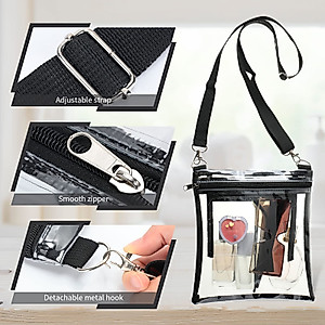 3 Pcs Clear Backpack Stadium Approved Transparent Backpack Clear Tote Bag with Zipper See Through PVC Messenger Handbag Stadium Approved Purse Transparent Crossbody Bags with Adjustable Strap for Work