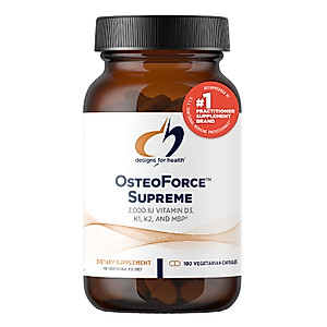 Designs for Health OsteoForce Supreme - Premium Bone Support Supplement with Basic Milk Protein (MBP) - Calcium Malate, Magnesium, Zinc Chelate, 2000 IU Vitamin D, VIT K - Non-GMO (180 Capsules)