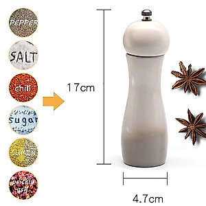 Pepper Grinder, Salt and Pepper Grinder, Salt Grinder, Elegant Wood Salt and Pepper Mill, Ceramic Grinder Core, Refillable Manual Spice Mill Adjustable Coarseness Salt Pepper Grinder