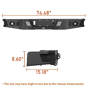 Hooke Road for Ford F150 09-14 Steel Front Winch Bumper + Rear Bumper Compatible with F-150 2009 2010 2011 2012 2013 2014 (Excluding Raptor) Pickup Truck