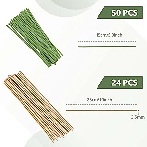 Pllieay Min Bamboo Trellis Garden Trellis Plant Trellis for Climbing Plants Potted Indoor Plants, Includes 12 Pack 16 Inch Natural Bamboo Stakes, 50PCS Ties and 24PCS Bamboo Sticks