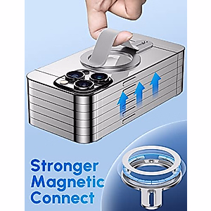 Miss Arts Magnetic Phone Grip for MagSafe, Phone Ring Holder Kickstand, Phone Loop Finger Holder for iPhone 14/14 Pro/14 Pro Max/14 Plus & iPhone 13/12 Series, Silver