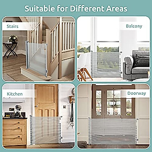 Retractable Safety Gate for Baby and Pets 34" Tall, Extends to 55" Wide，Mesh Child Gate for Stairs,Doorways, Hallways,Gray