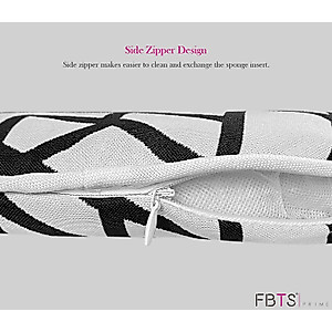 FBTS Prime Bistro Chair Cushions Set of 2 Black Outdoor Seat Cushions 16x16 Inch Geometric Triangle Round Patio Chair Pads for Chair or Patio Furniture