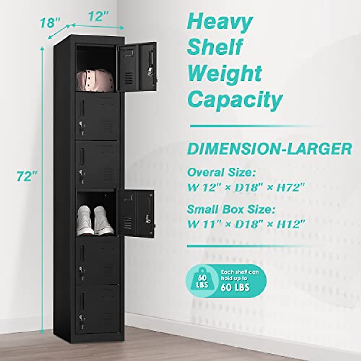 INTERGREAT Metal Locker for Office Storage Locker Employees Locker for School Gym Lockers Corridor Locker 6 Tier 6 Door