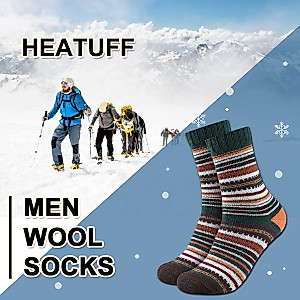 Heatuff Men's Winter Wool Socks Thermal Warm Soft Crew Socks (5 Pairs)
