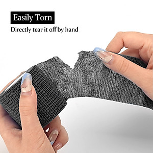 BAMTTOO 10 Pack Self Adhesive Bandage Wrap Black 2" X 5 Yards Black Athletic Tape Tattoo Grip Tape Wrap Ankle Tape Cohesive Bandage Wrap