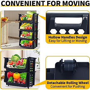 SAglorb Large Plastic Containers for Organizing and Stackable Storage Bins for Kitchen, Pantry Organization,Office or Bathroom,11.22-Inch x 7.68-Inch x 7.28-Inch 4-Pack,Black