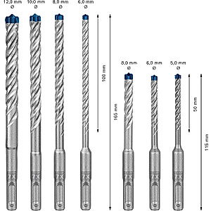 Bosch 7X Expert SDS plus-7X Hammer Drill Bit Set (for Soft Stone, Hard Stone, Ø 5-12 mm, Professional Accessory Rotary Hammer Drill)