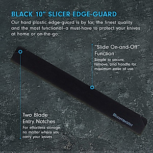 Messermeister 10” Slicer Edge-Guard, Black - Fashionable & Functional Knife Protector for Carving & Slim-Blade Knives - 2 Blade Entry Notches - 10.5” x 0.9375”