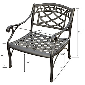 Crosley Furniture Sedona Outdoor Chair, Cast Aluminum Patio Chairs for Conversation, Porch, Deck, Balcony, Black