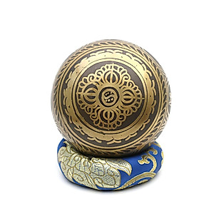 Tibetan Singing Bowl Set (3.74 inch) with Meditation Singing Bowl, Tingsha Cymbals for Healing, Yoga, Meditation, Mindfulness and Relaxation（Antique Light Brown 004）