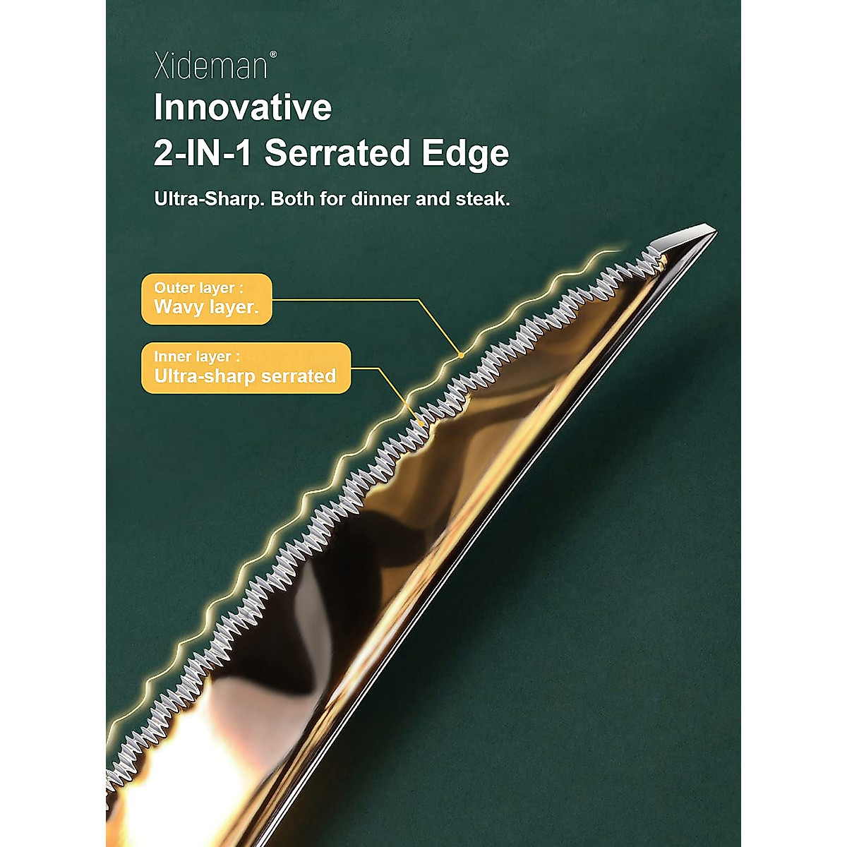 Xideman 16 Piece Hammered Silver Gold Silverware Set, Modern Golden 18/10 Stainless Steel Flatware Set, Kitchen Utensil Set Service for 4, Tableware Set, Cutlery Set, Knives Forks Spoons Set