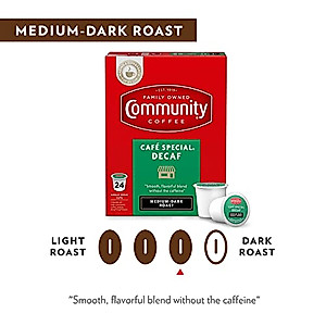 Community Coffee Café Special Decaf 12 Count Coffee Pods, Medium Dark Roast, Compatible with Keurig 2.0 K-Cup Brewers (Pack of 3)