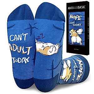 ANTI BASIC Novelty Crew Vintage Car Socks Gift for Retired Old Men（fits men shoe size 7-12）（corgi）