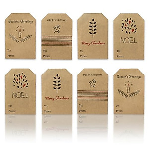 Natural Kraft Simple Christmas Gift Tags Holiday Present Stickers 2 x 3 Inch 25 Total Adhesive Labels