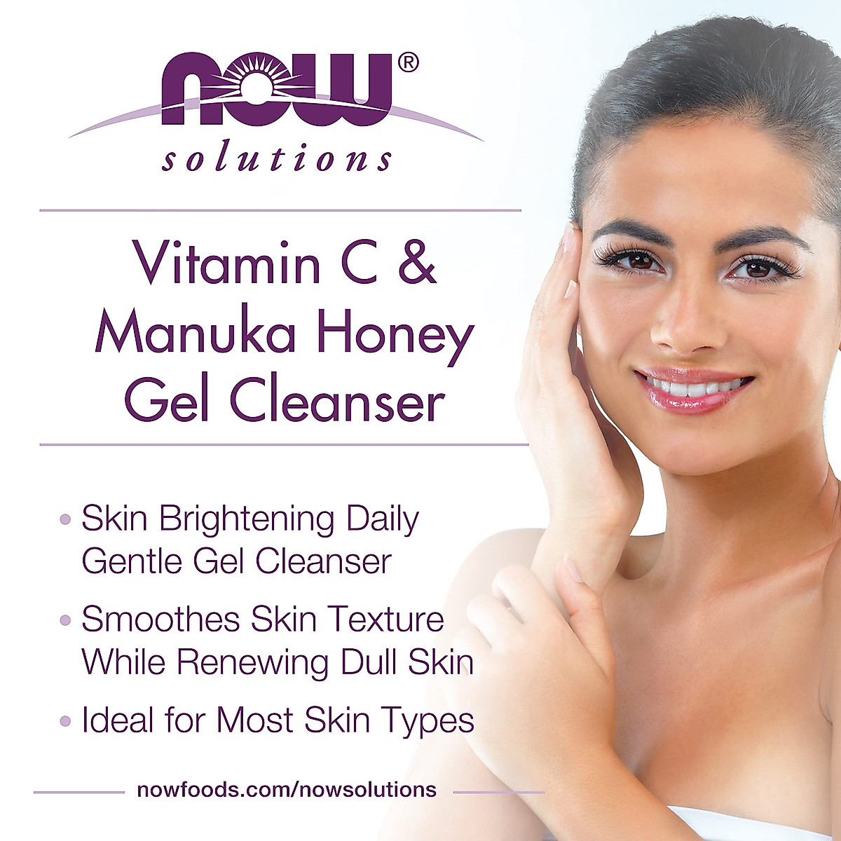 NOW Foods Solutions, Vitamin C and Manuka Honey Gel Cleanser, Brightening System, Promotes Healthy-Looking Skin, 8-Ounce