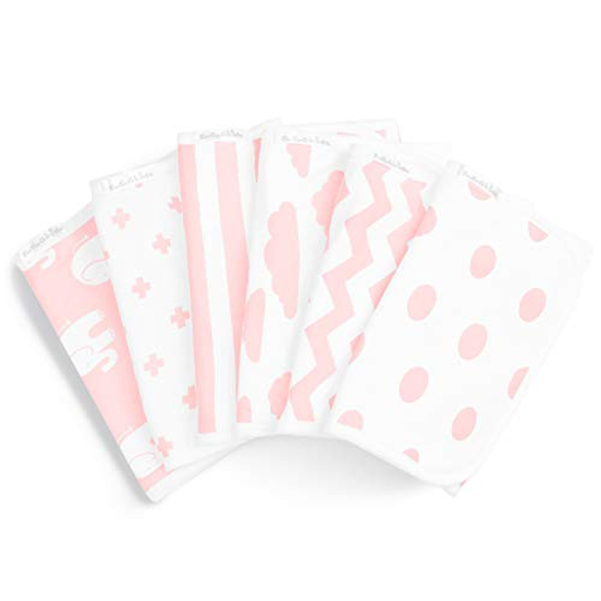 BaeBae Goods Burp Cloths for Baby Girl - Ultra Absorbent Burping Rags - Anti Shrink Unisex Burpy Clothes - Super Soft Jersey Cotton, Large 21"x10" - Thick for Newborn Cloth Diapers - 6 Pack